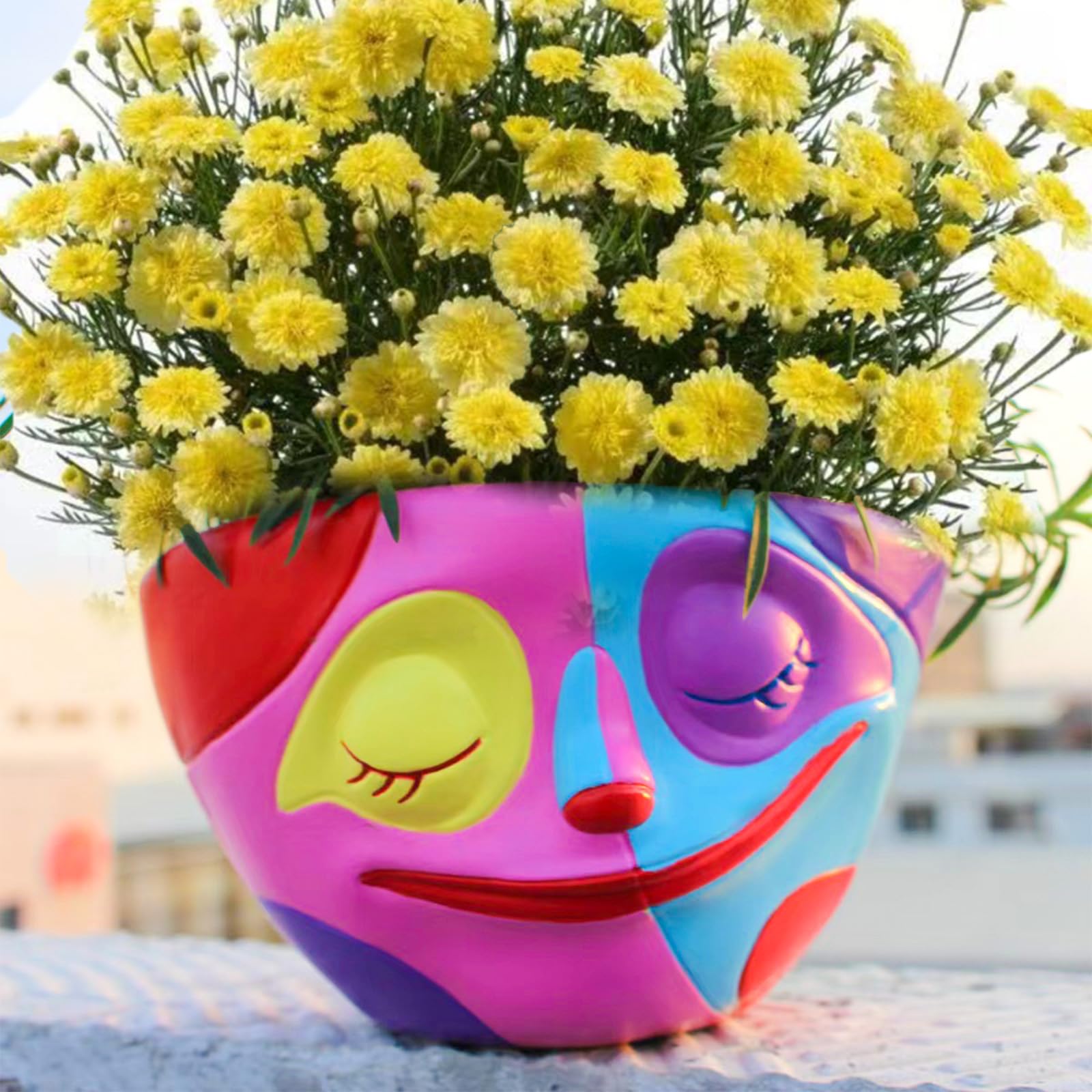 Amazon.com : TOZLU Abstract Colorful Clown Face Planter, Unique Face ...