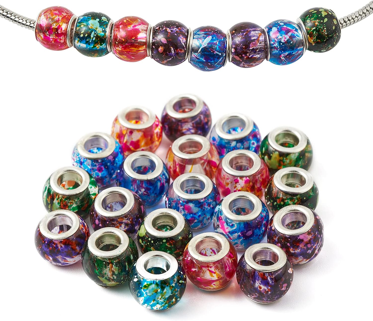 UR URLIFEHALL 100 Pcs Random Colour Glass Rondelle European Beads with ...