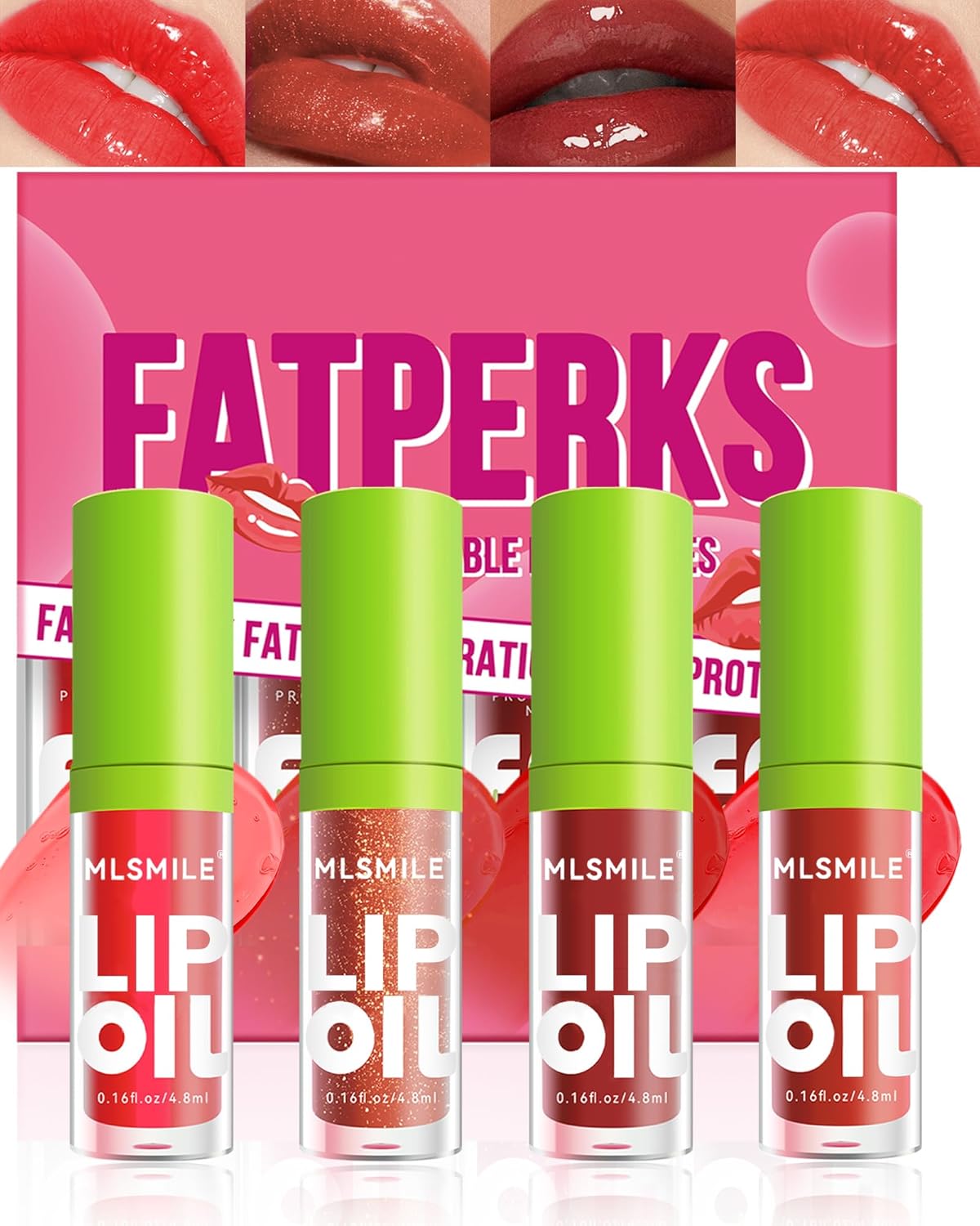 Amazon.com : Hydrating Lip Glow Oil-4 Colors Lip Oil Lip Glaze,Fat Oil ...