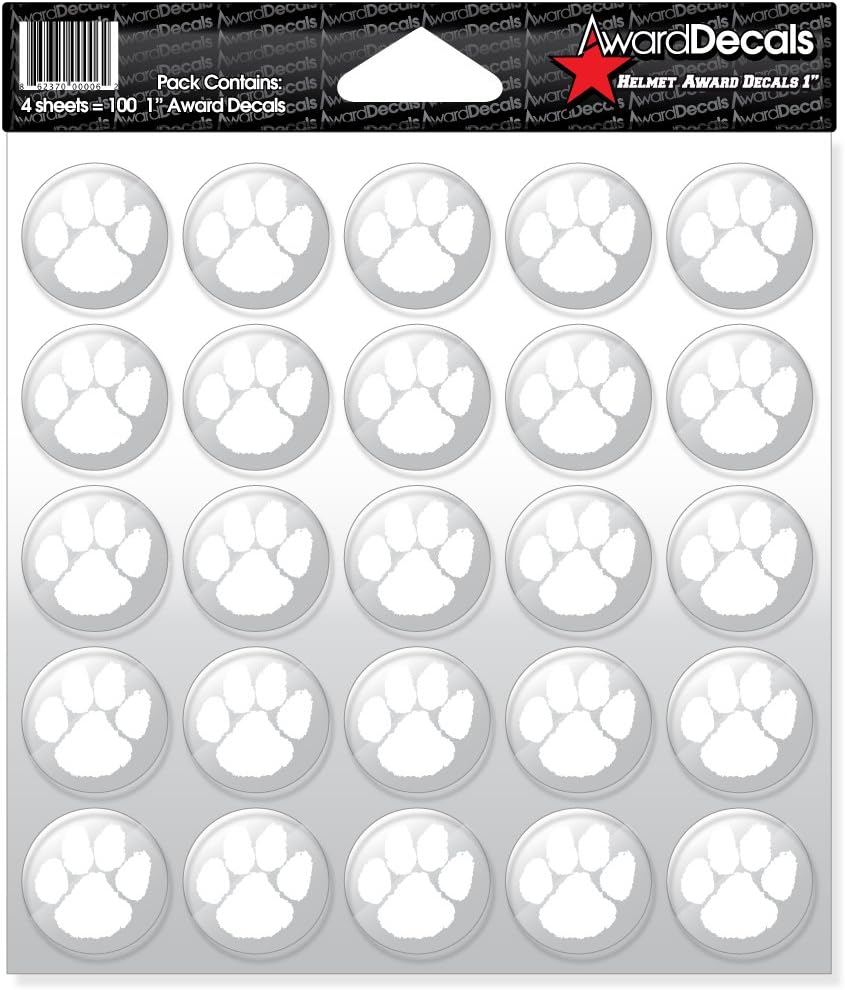 Amazon.com: Award Decals Paw (White on Clear) Sticker Set (100 Decals ...