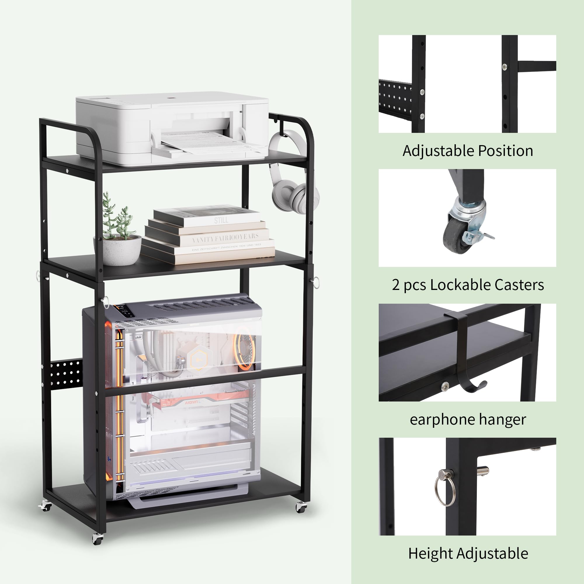 Snapklik.com : Tonchean Computer Tower Stand, 3-Tier Height Adjustable ...