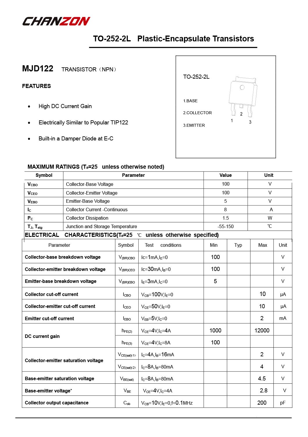 Snapklik.com : Chanzon MJD122 TO-252 NPN Darlington Power Bipolar ...