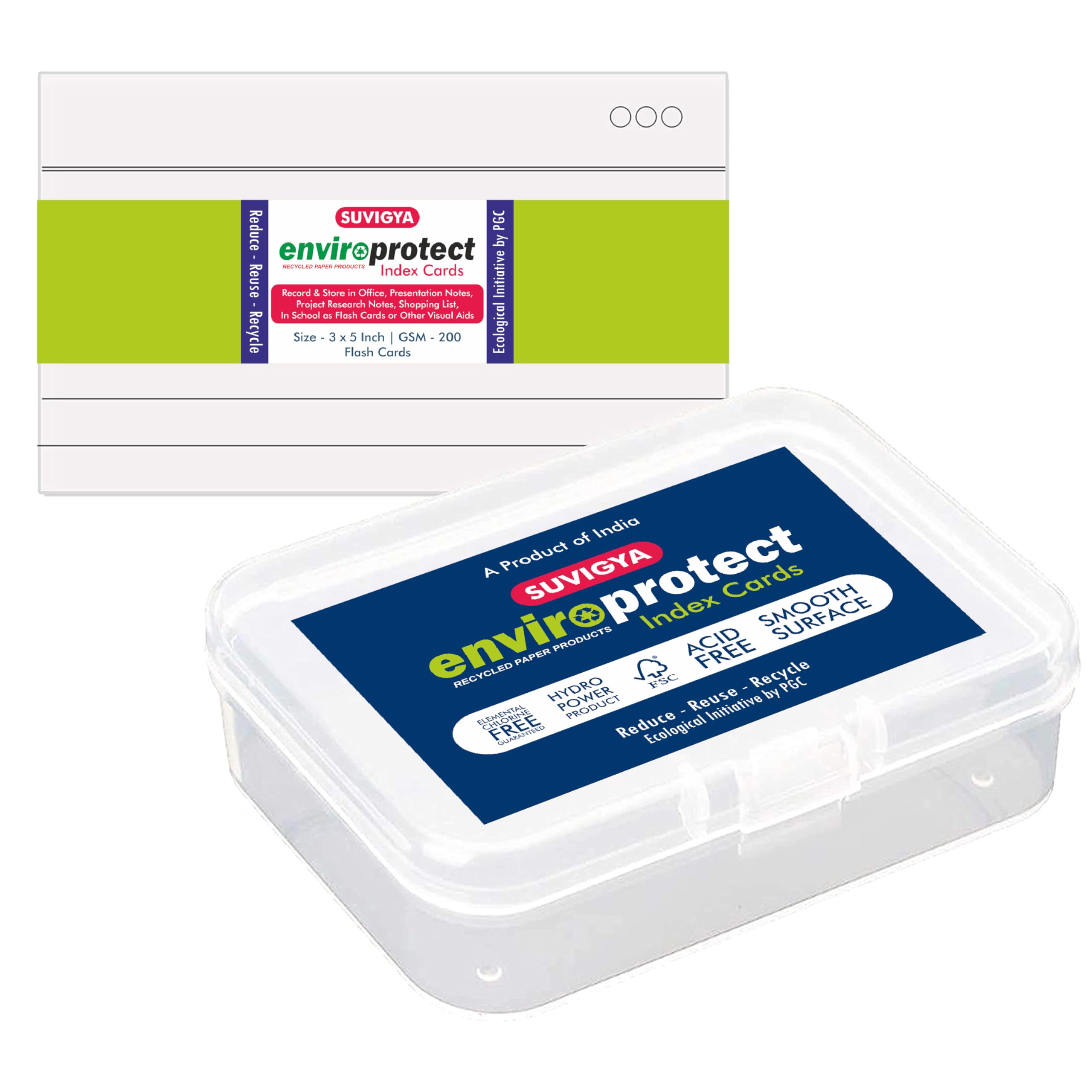 Suvigya Ruled Index Flash Cards Storage Box, Both Side Ruled, 3x5 Inch ...