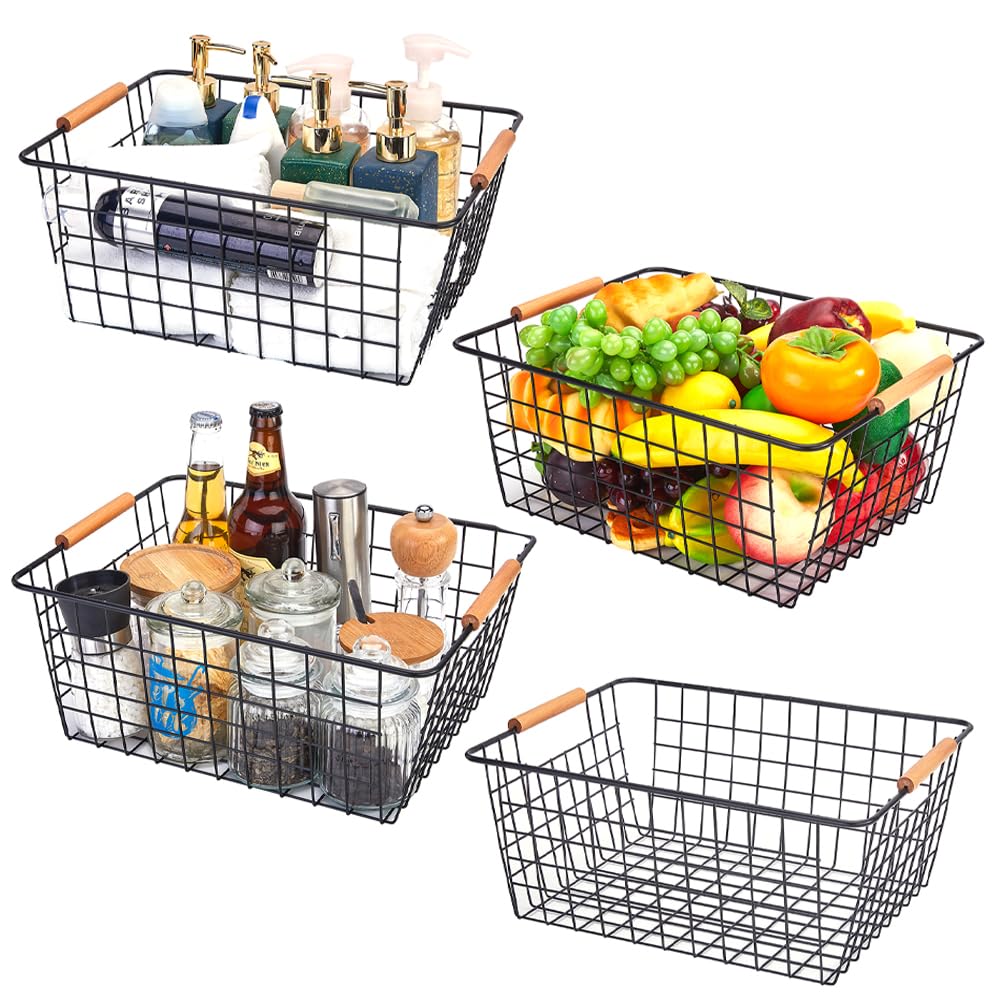 Snapklik.com : LeleCAT Large Black Wire Baskets