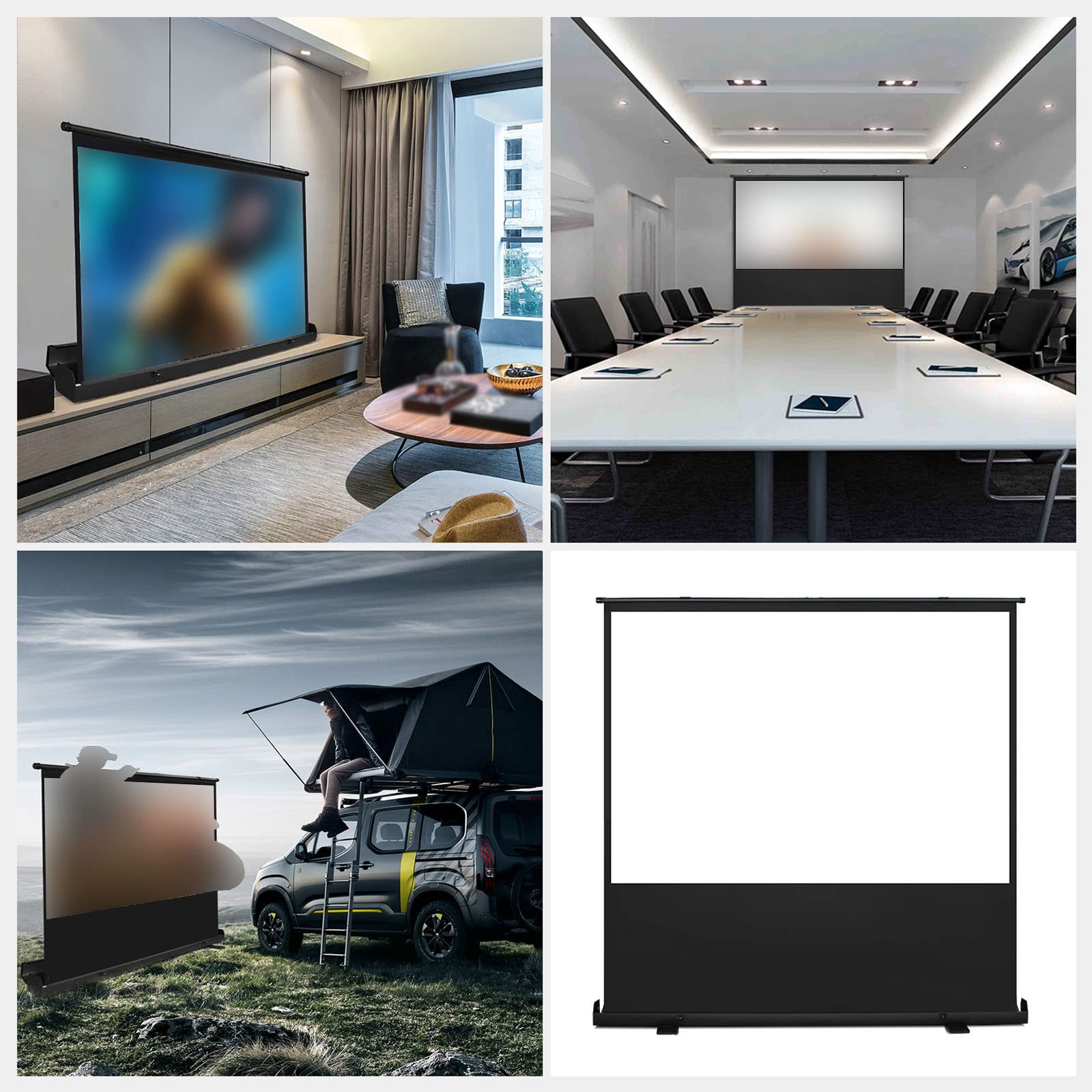 Retractable Projection Tv Projector Screen Manual Pull Down 4:3/16:9