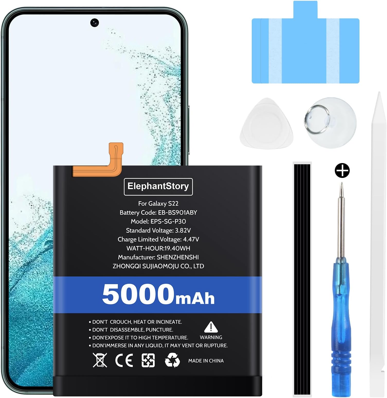 Amazon.com: THIRDPOLE OEM Battery Replacement for Samsung Galaxy S22 5G ...