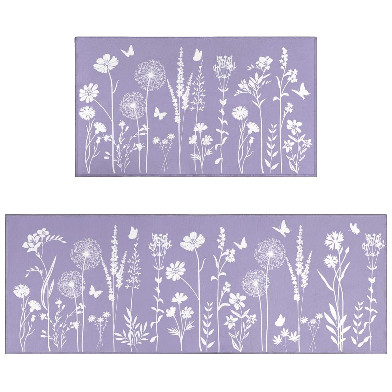 Amazon.com: Lavender Purple Kitchen Rug Set of 2- Purple Butterfly ...