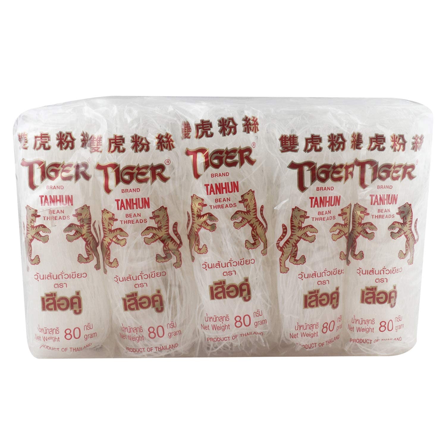 Tiger Tanhun Bean Threads Thai Glass Noodles (80 gm) - Pack of 10 ...