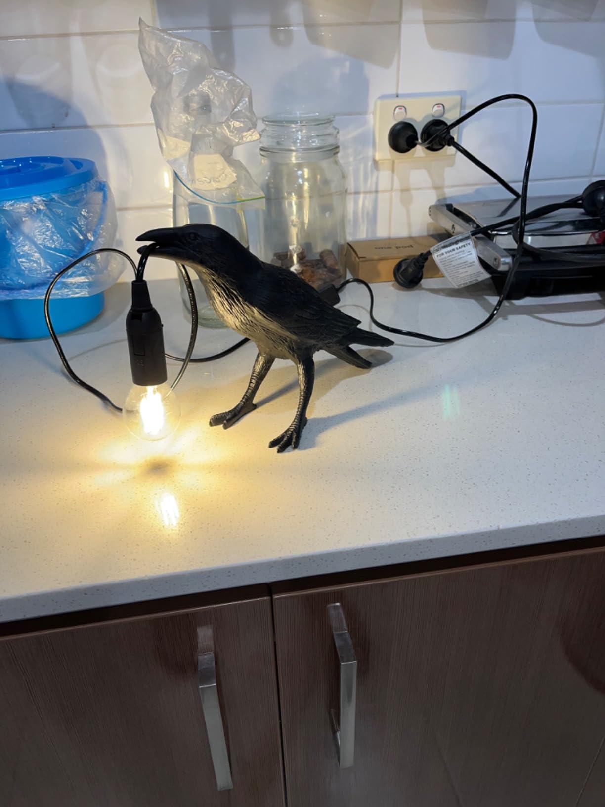 Resin Lucky Bird Crow Wall Lamp Table Lamp Night Light Bedroom Bedside ...