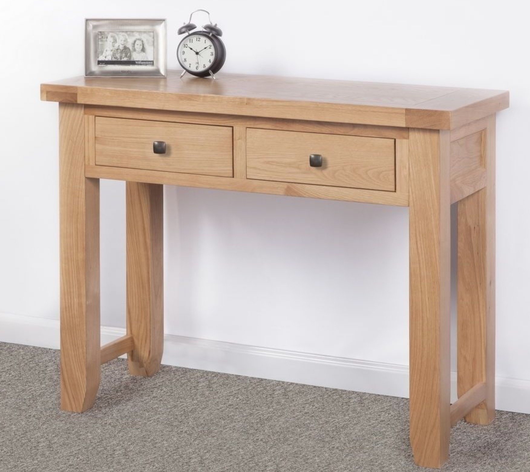 Buy Devon Solid Oak 2 Drawer Console Table/Natural Oak Lacquer Console Table/Living Room ...