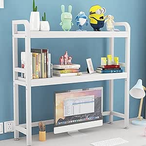Amazon.co.jp: Desktop Shelf - Top Desk Storage Rack, Metal and Wood ...