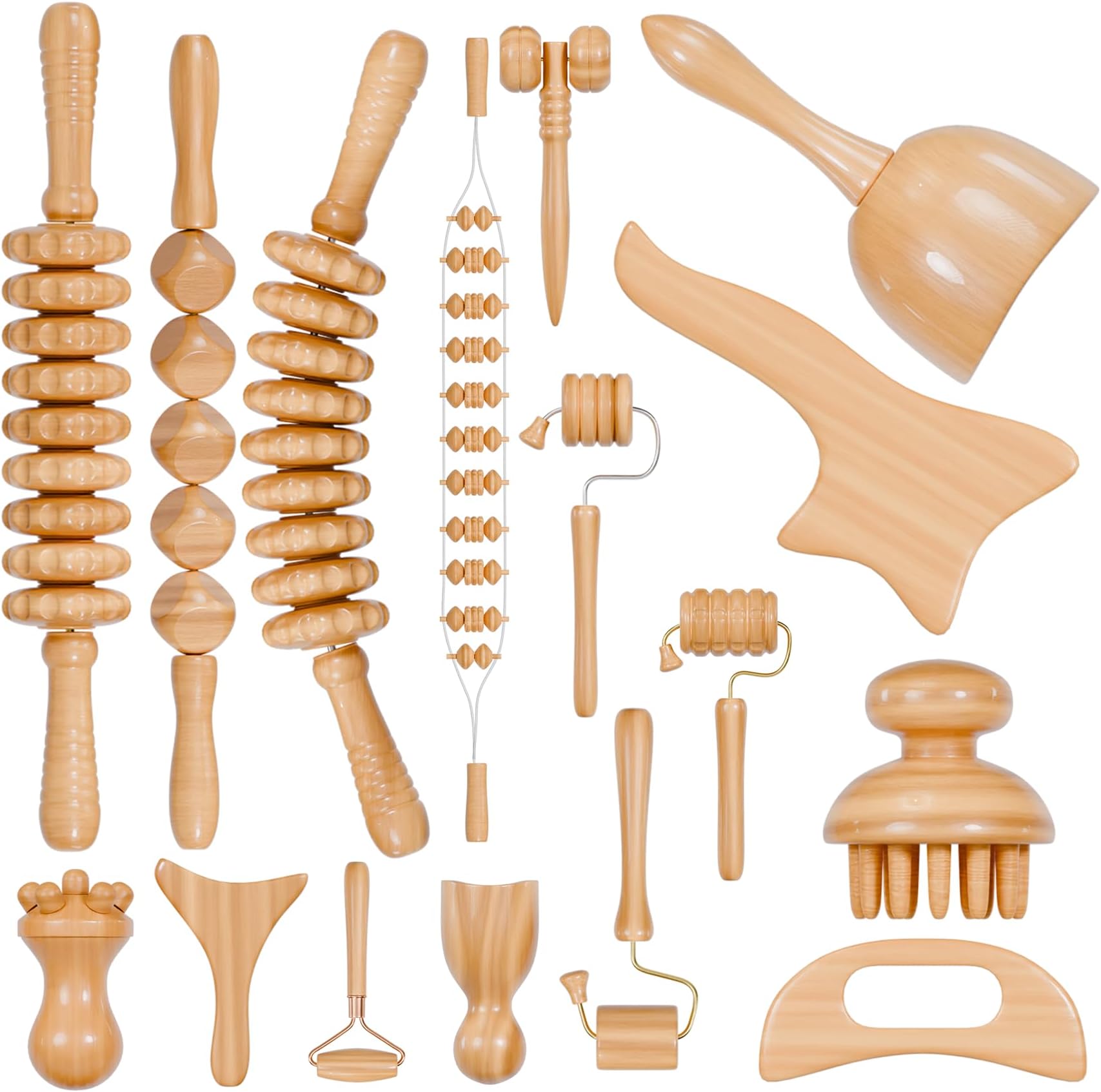 Amazon.com: 10-in-1 Wood Therapy Massage Tools Gua Sha Wooden Massager ...