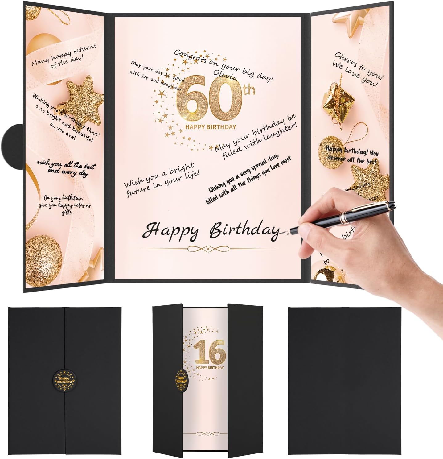 Amazon.com: Iesooy Black Gold 60th Birthday Alternative Signature Guest ...