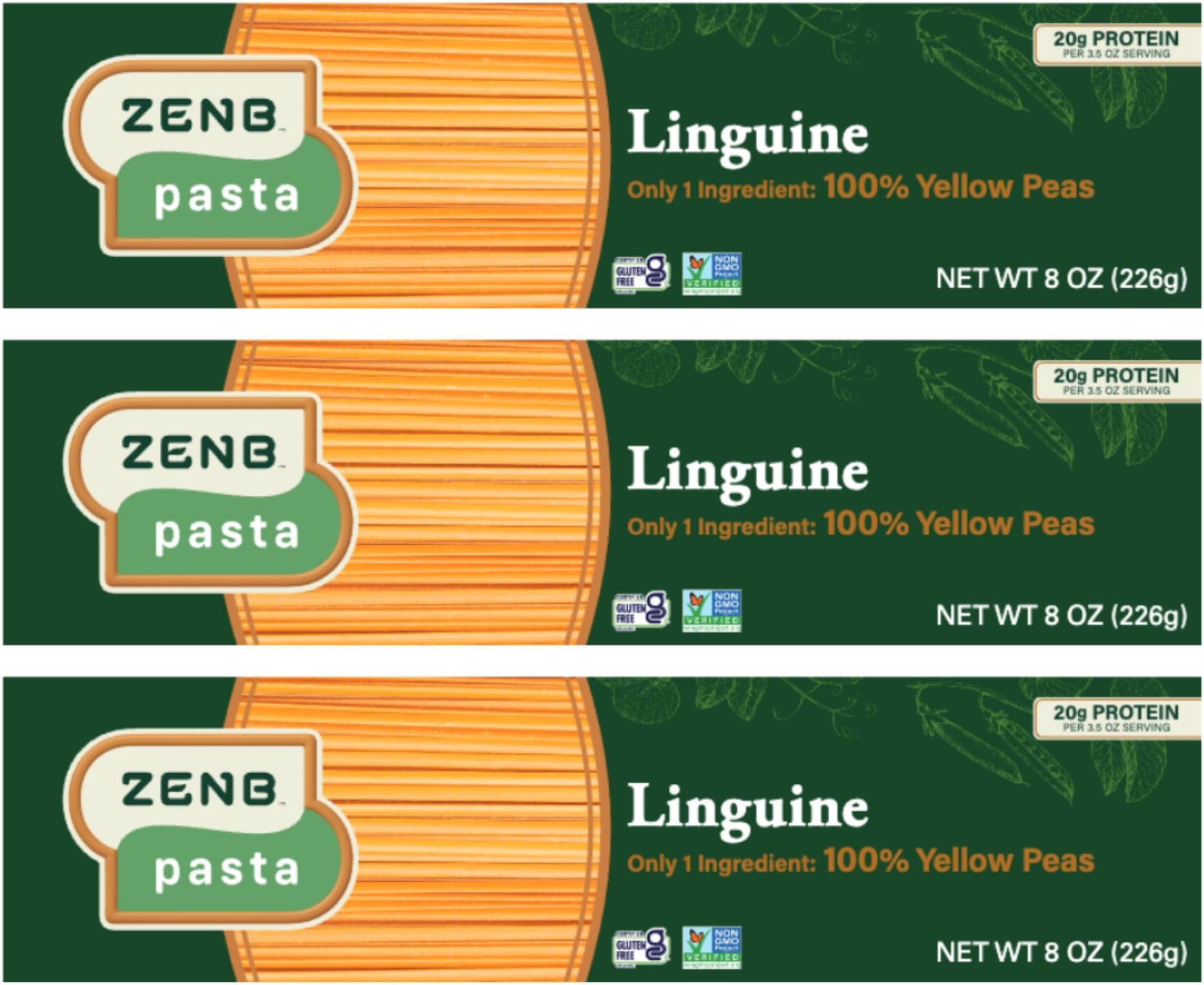Amazon.com : ZENB Gluten-Free Linguine - 100% Yellow Pea Pasta, Vegan, Plant Based and Non-GMO ...