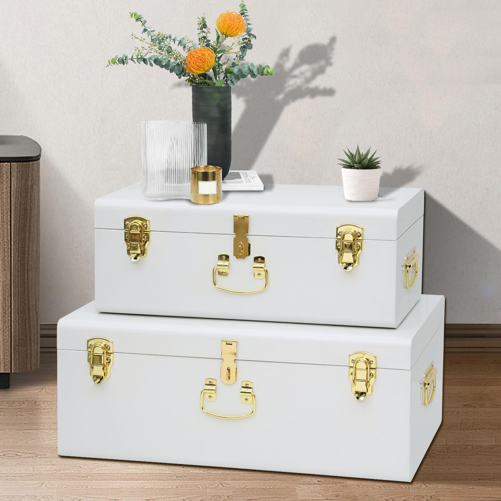 Srora Metal Trunk Decorative Storage Box Set of 2 ,Wedding Keepsake ...