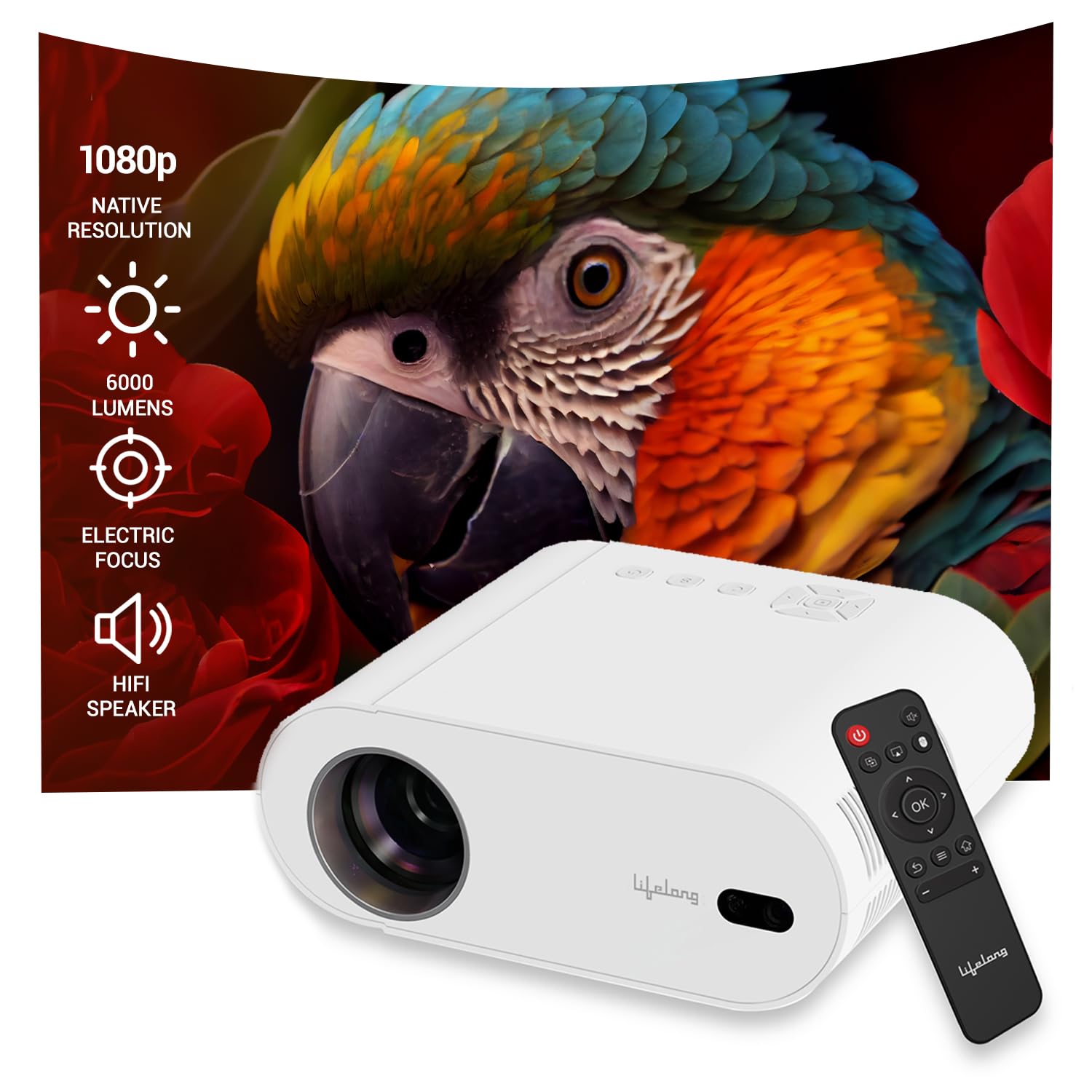 Lifelong TruePixel Smart Projector for Home, Native 1080p Full HD with ...