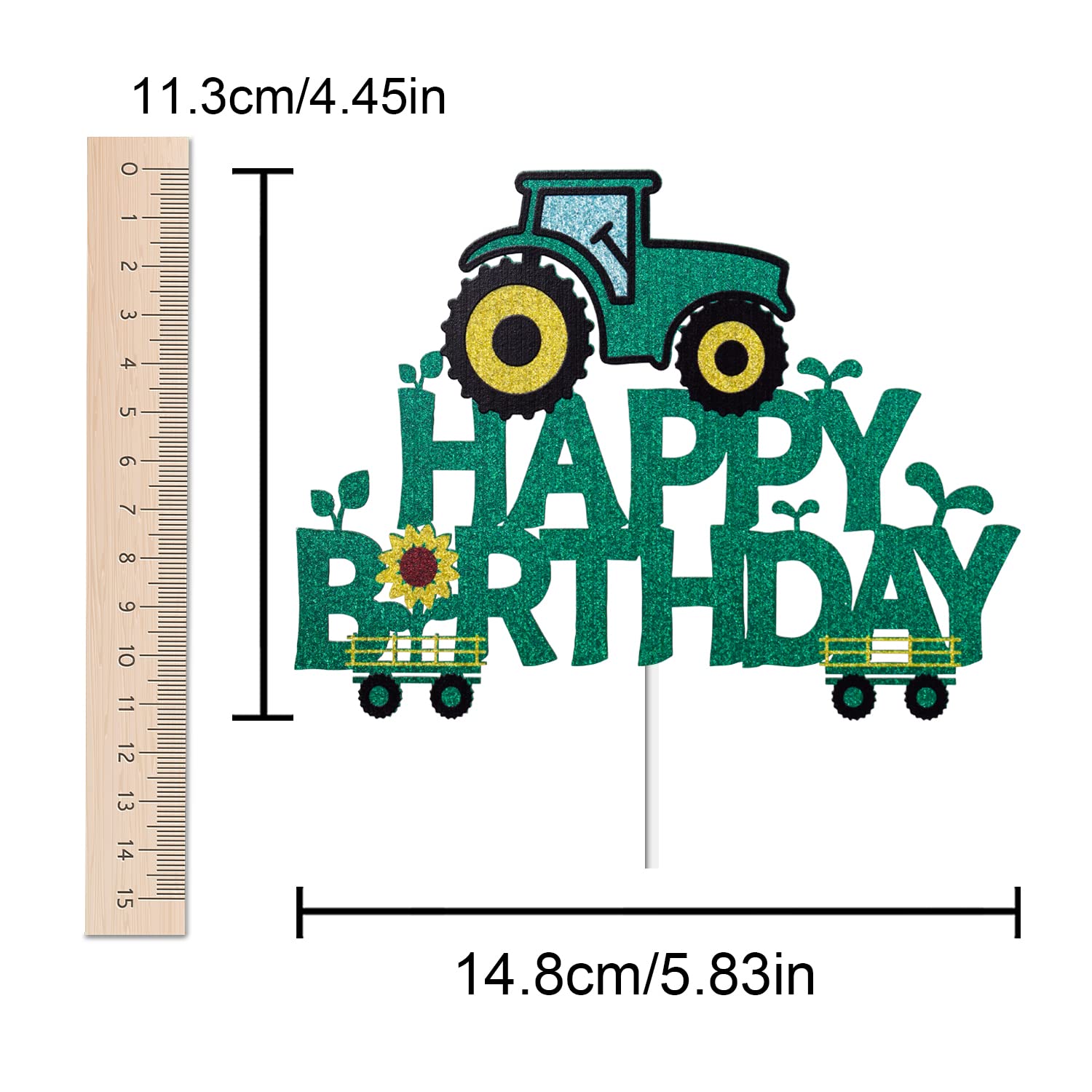 Snapklik.com : Green Tractor Happy Birthday Cake Topper - Farm Truck ...