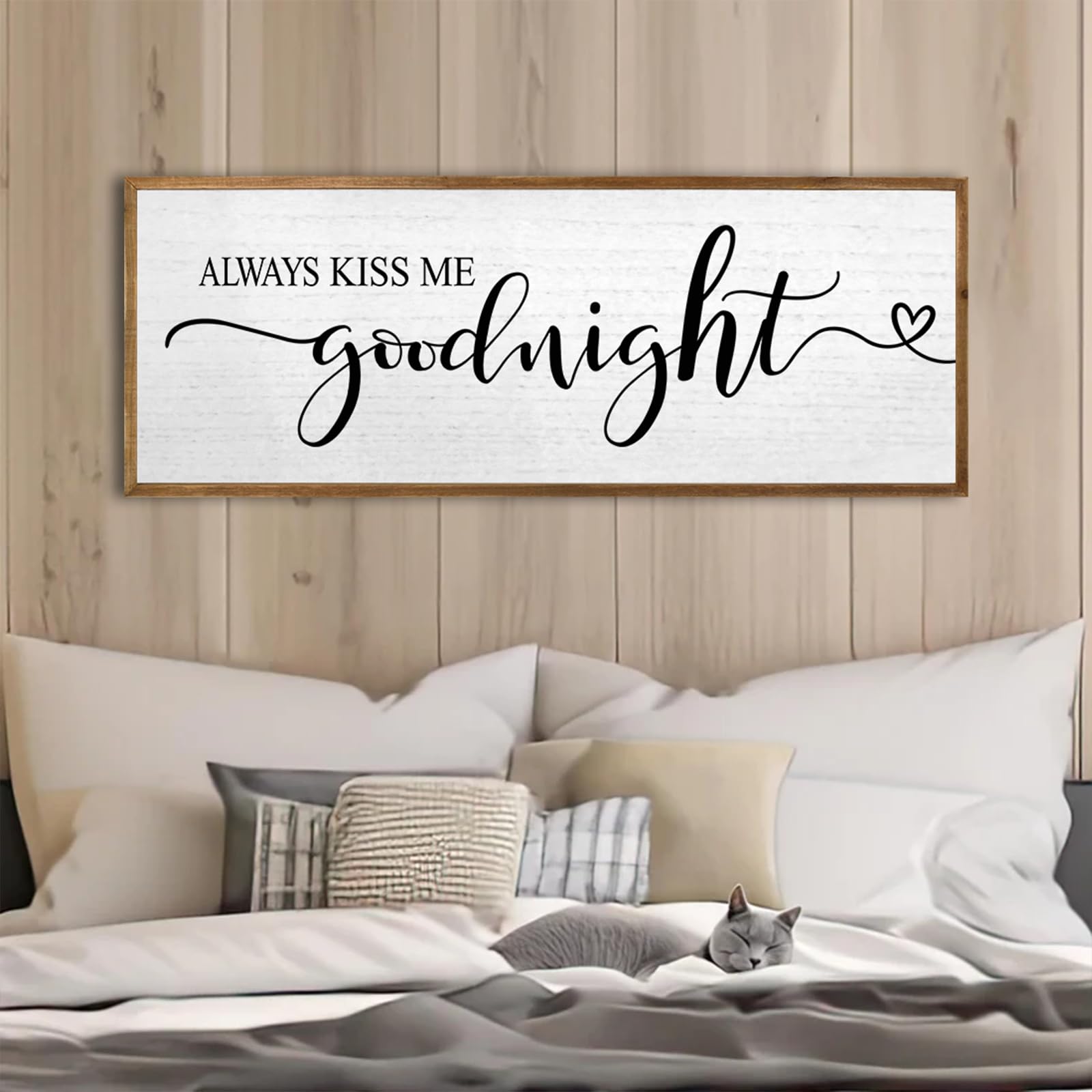 Amazon.com: Always Kiss Me Goodnight Wall Sign 32''×12'' Vintage Master ...