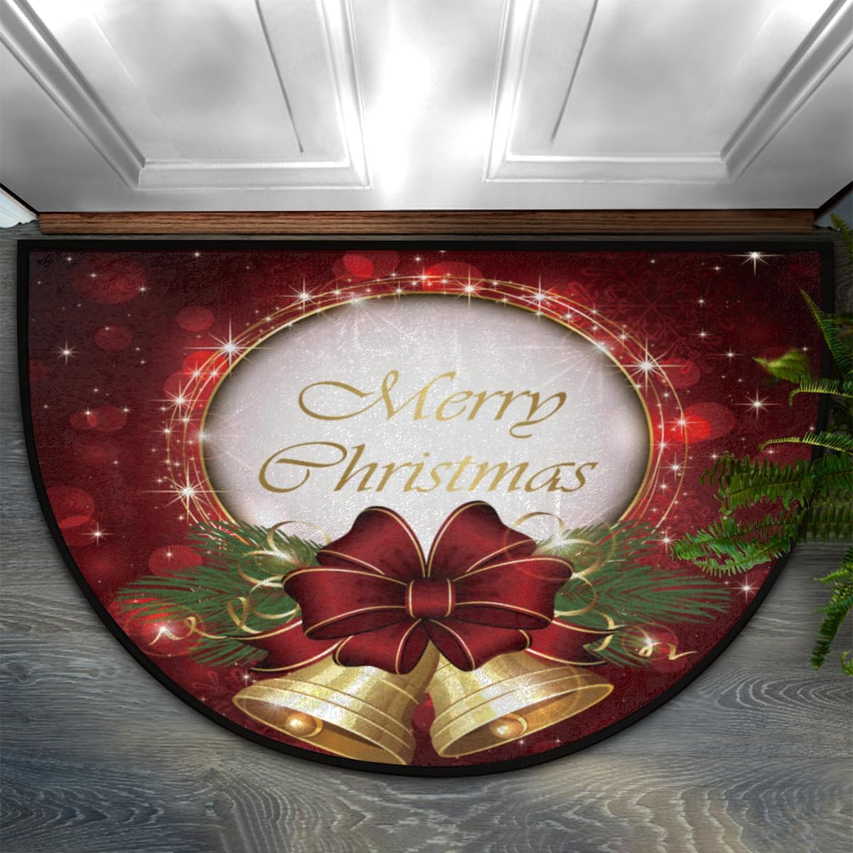 Amazon.com: FengQuGou Christmas Xmas Blue Sonwflakes Half Round Doormat ...