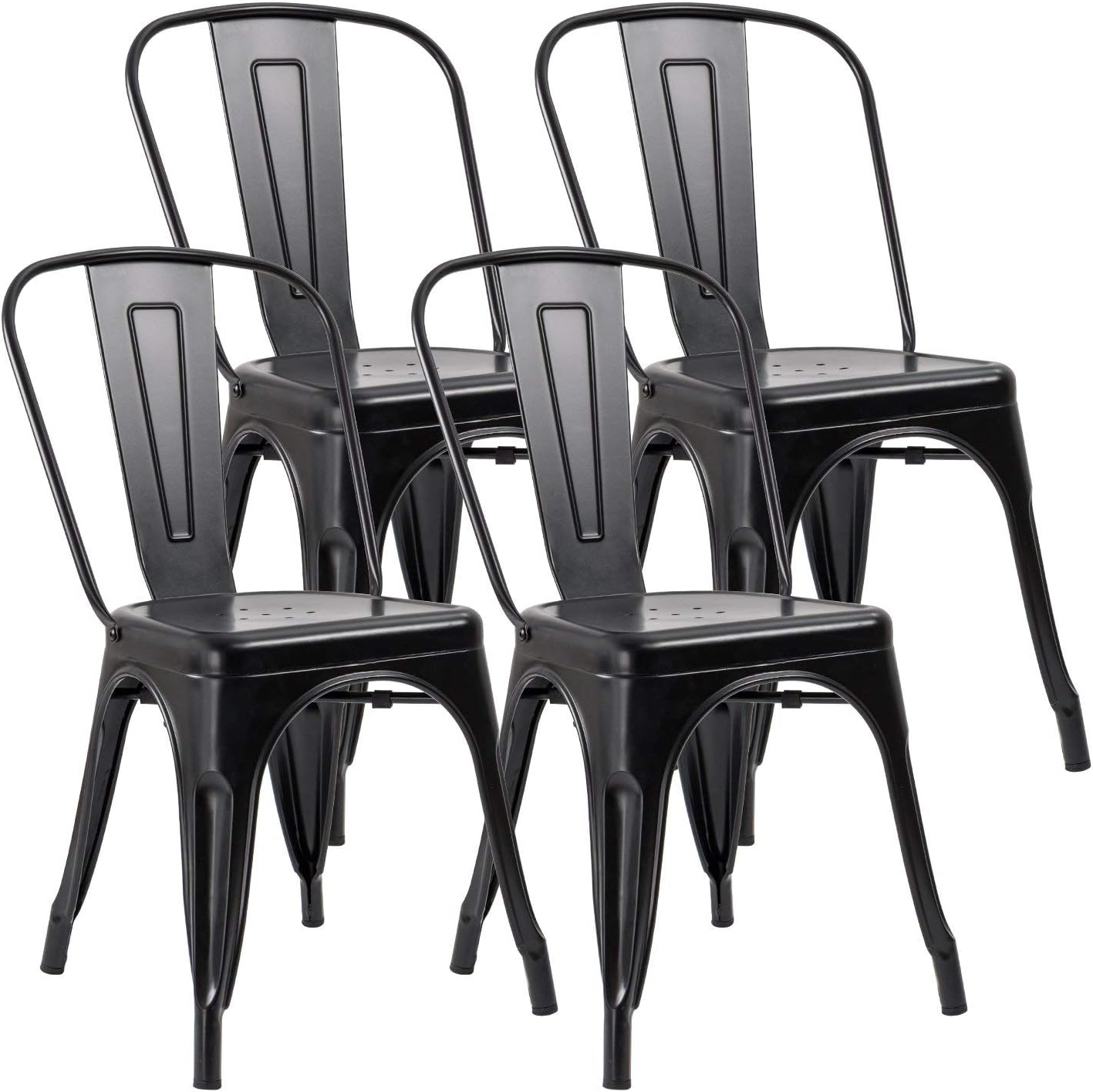 Amazon.com: HCY Dining Chairs, Metal Chairs Set of 4 Stackable 18 ...