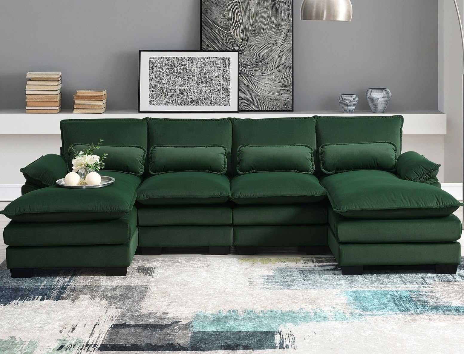 Amazon.com: Merax 110" Modular Sectional Couches with Waist Pillows, 6 ...