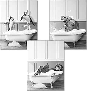 Amazon.de: artpin® Poster Badezimmer Deko Bilder Bad schwarz-weiß DIN A4 | WC Deko Wandbilder ...
