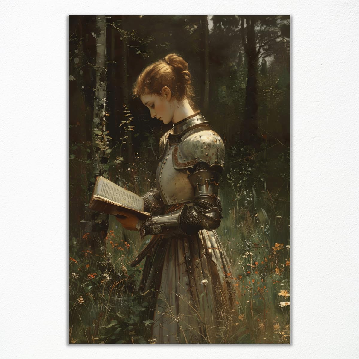 Amazon.com: Lady Knight Reading In The Forest Wall Art, Vintage Woman ...