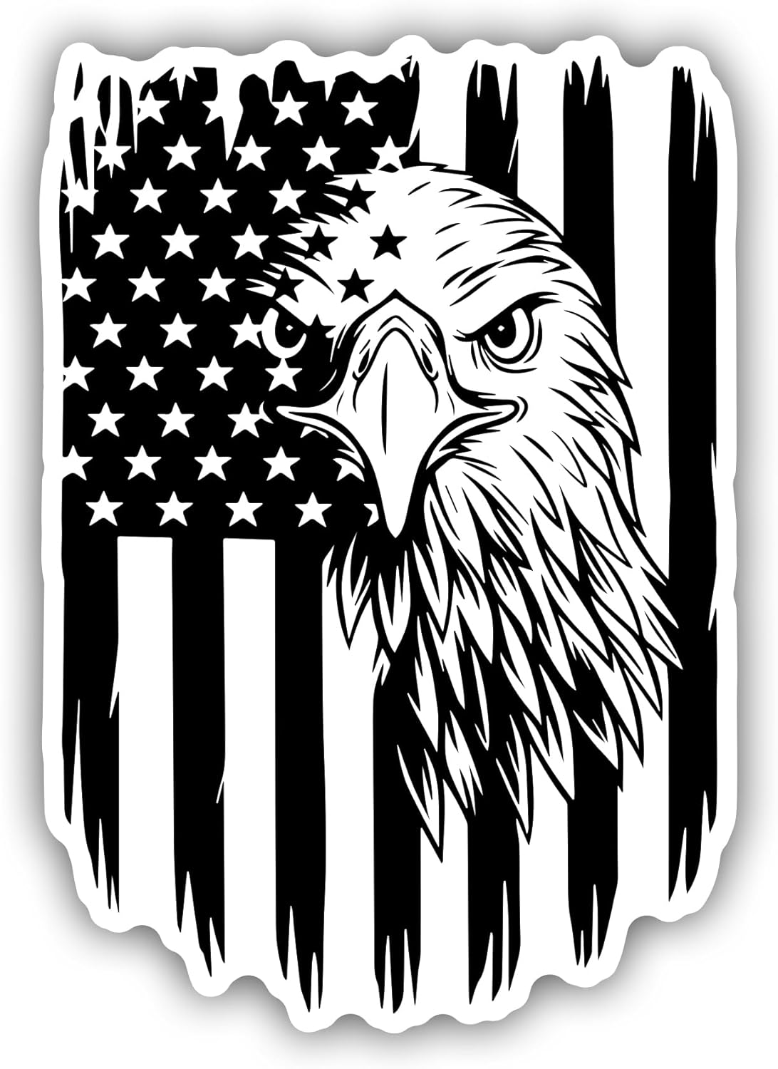 Amazon.com - Bald Eagle American Flag Vinyl Sticker 6x4 Inches American ...