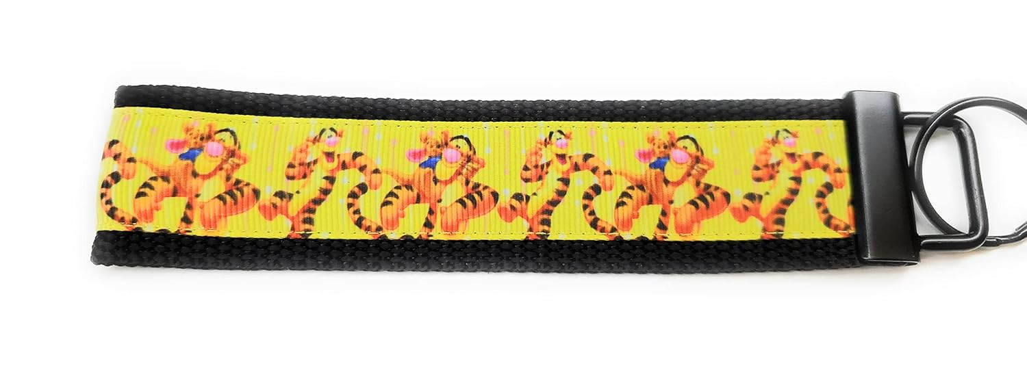 Amazon.com: Tigger Pooh Black and Yellow Key fob Strap or Keychain ...
