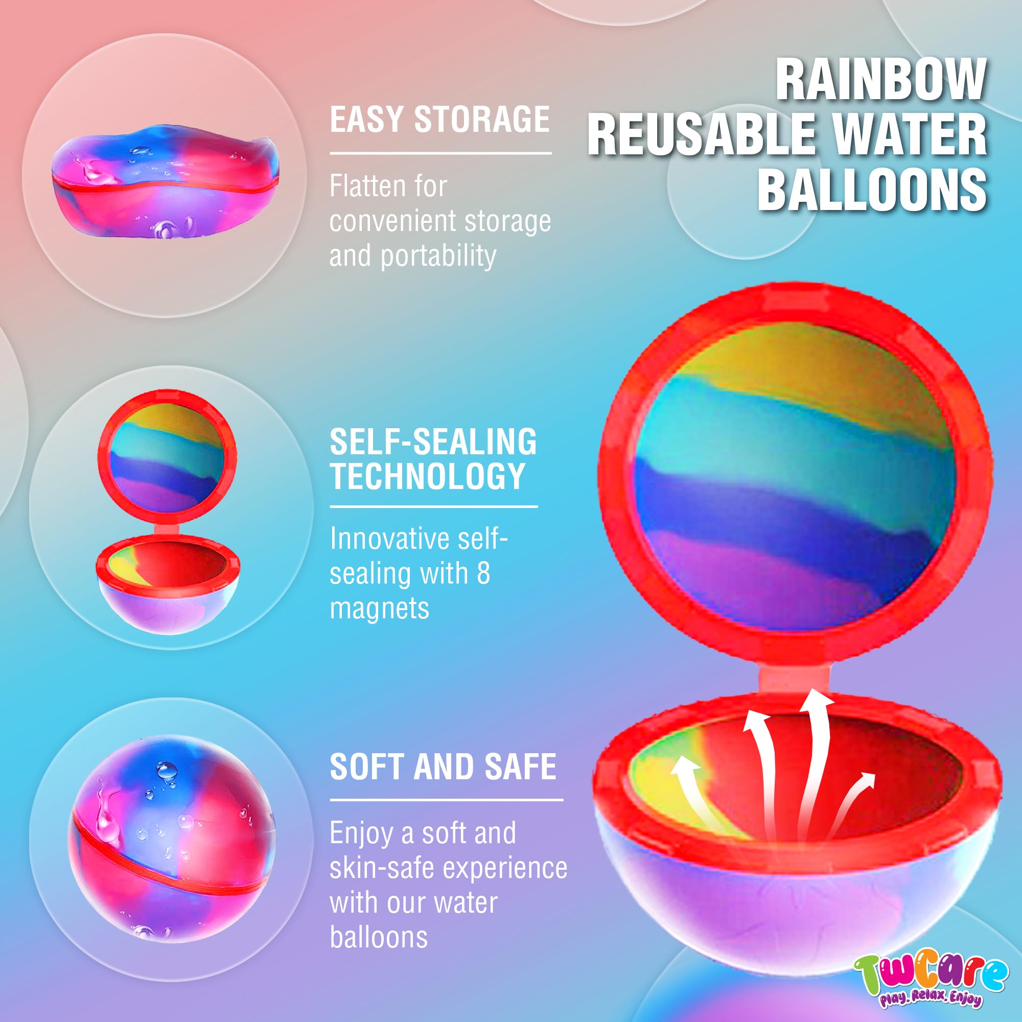 Snapklik.com : 8 PackMagnetic Reusable Water Balloons, Fast Self ...