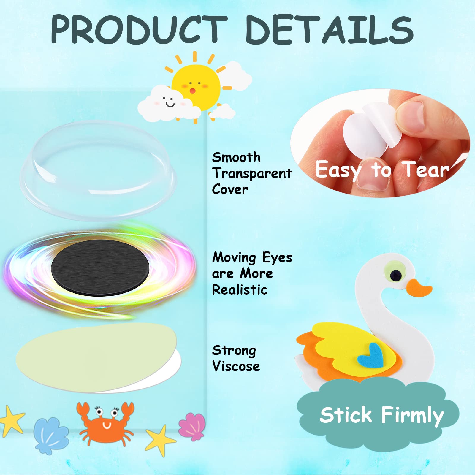 Snapklik.com : 300Pcs Googly Wiggle Eyes Self Adhesive, Glowing In Dark ...