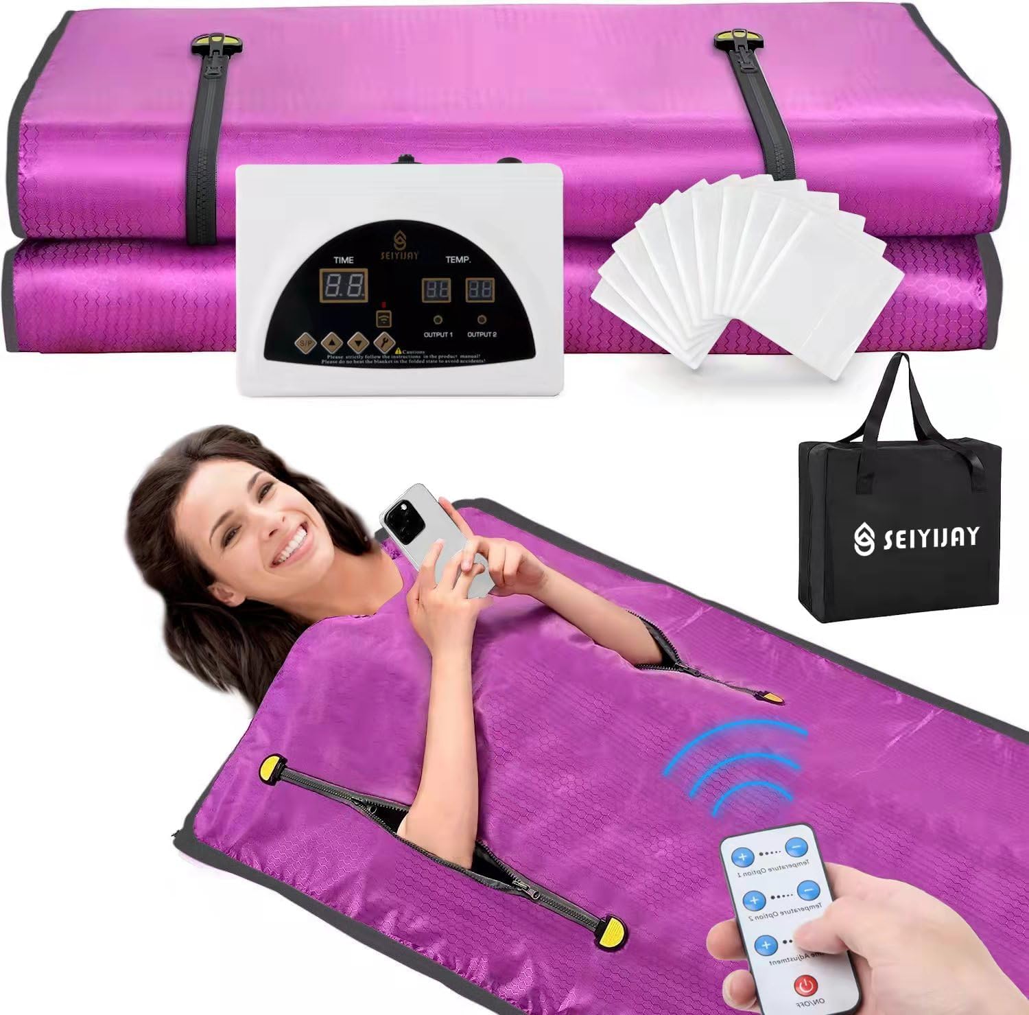Amazon.com : SEIYIJAY Infrared Sauna Blanket, Upgraded Large Size Sauna ...