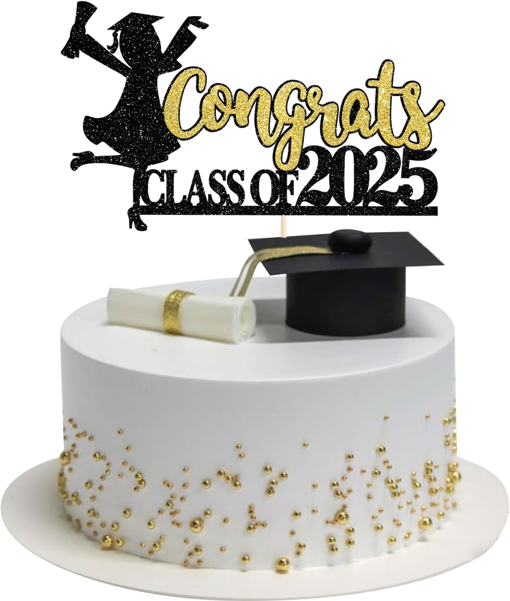 Amazon.com: 1 PCS High Heel Girl Graduation Cake Topper with Glitter ...