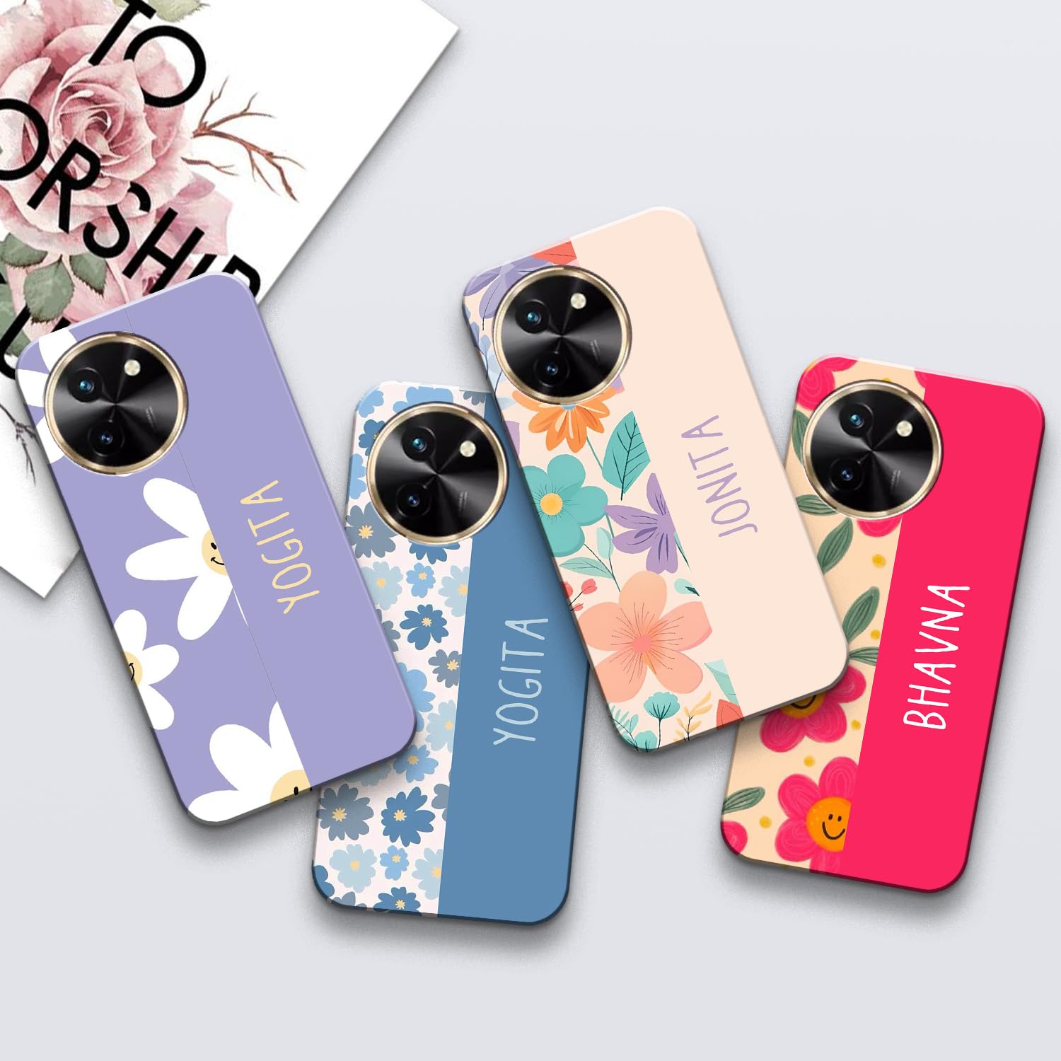 COLORflow Back Cover case Compatible with Vivo T3X 5G | Floral Names ...