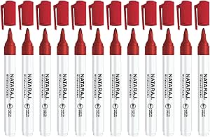 Nataraj 12 x Red Whiteboard Marker Pens 2mm Bullet Tip Erasable Dry ...
