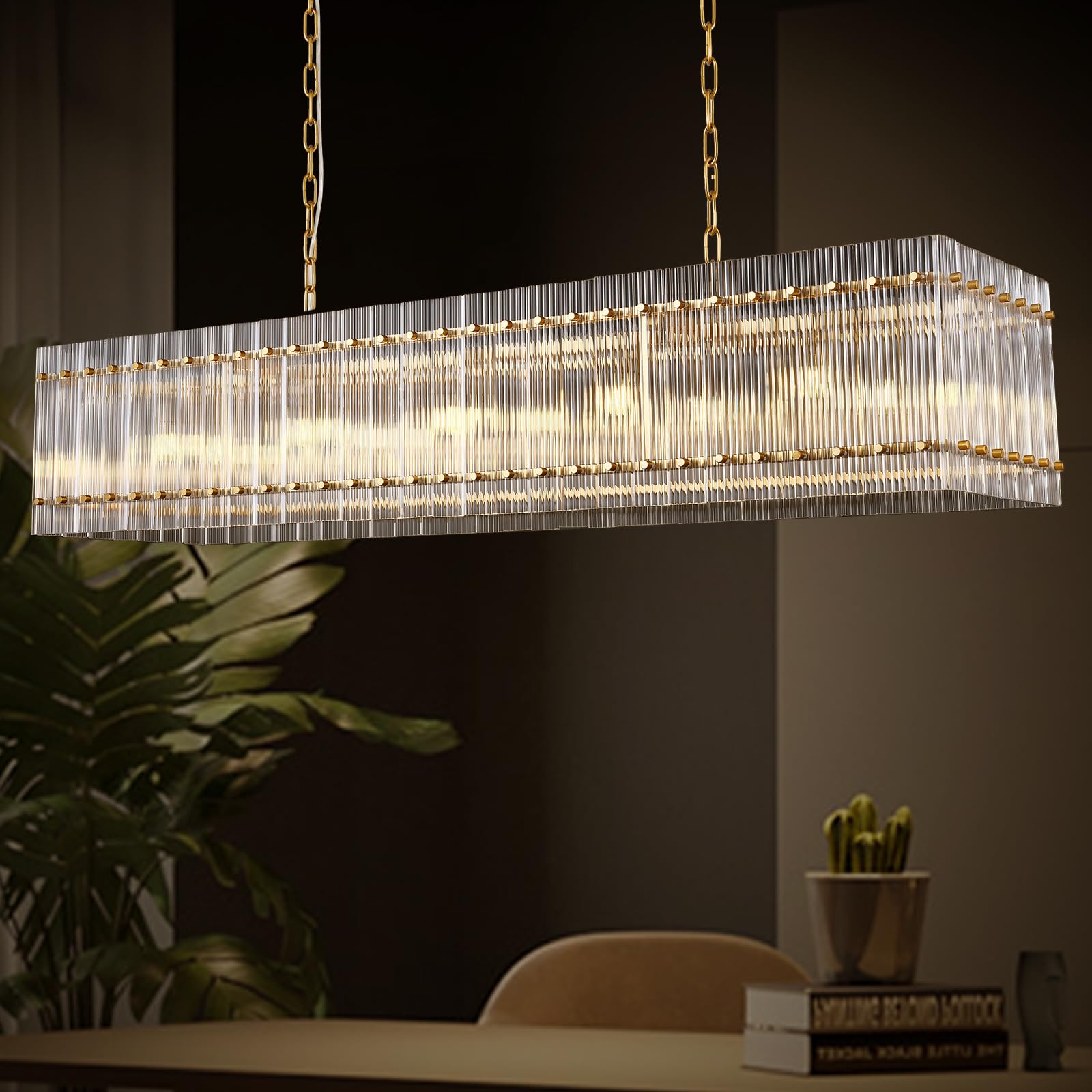 Modern Gold Crystal Chandelier, 55in Chandeliers for Dining Room ...