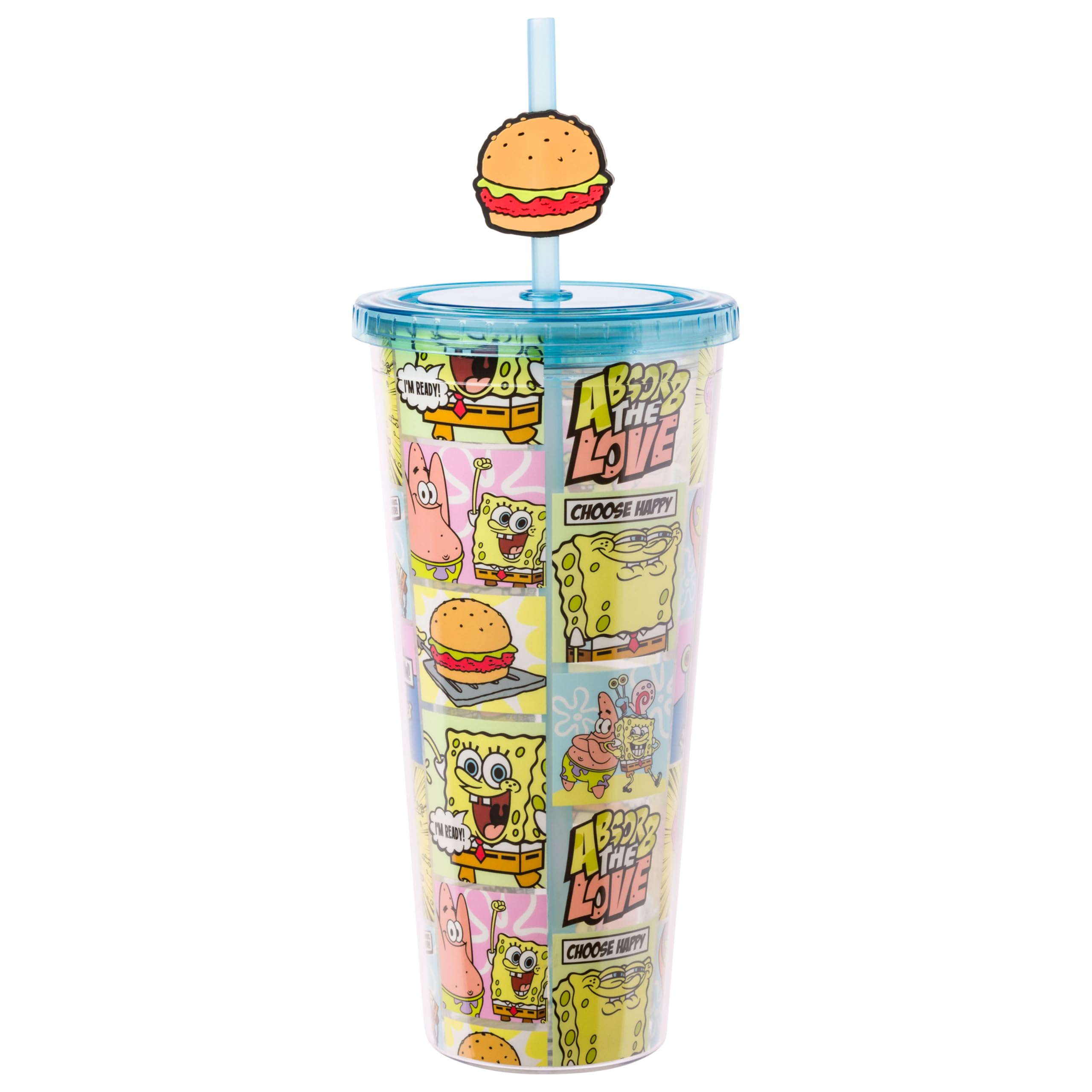 Silver Buffalo Spongebob Squarepants Plastic Cold Cup with Lid and ...