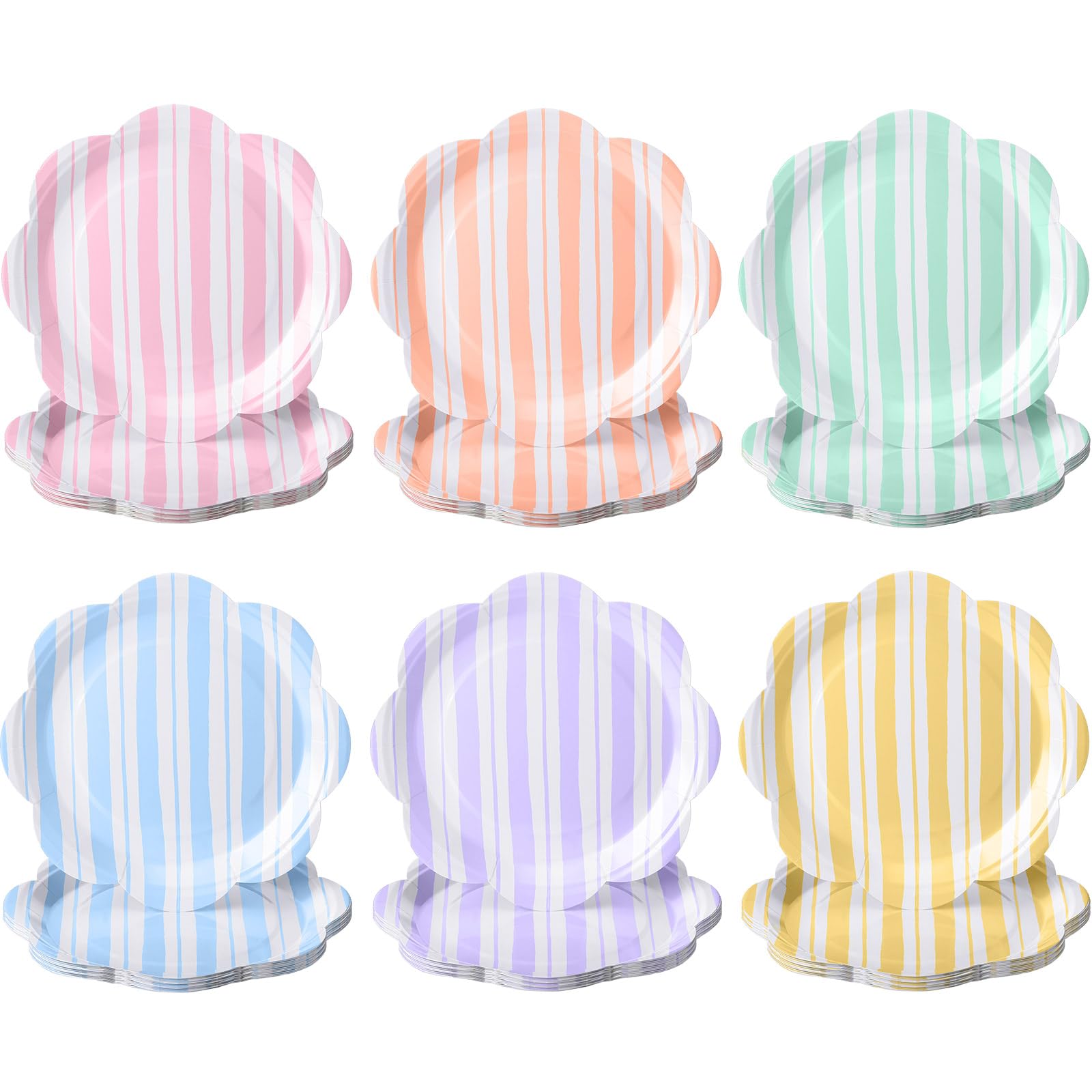 Amazon.com: Willinglong 50 Pcs Large Pastel Party Plates 9 Inch Striped ...