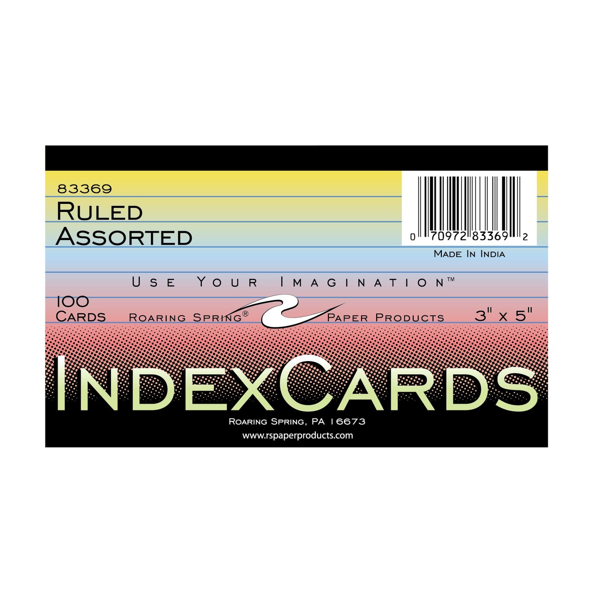 Snapklik.com : Roaring Spring Colored Index Cards 3x5, 100 Count ...