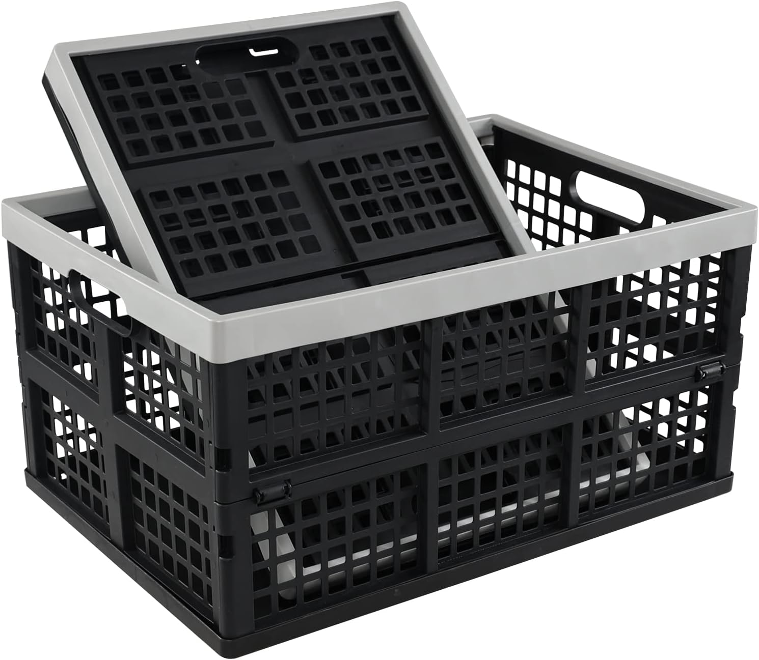 Amazon.com: Esdiplot 2 Pack 42 L Collapsible Storage Crates, Stacking ...