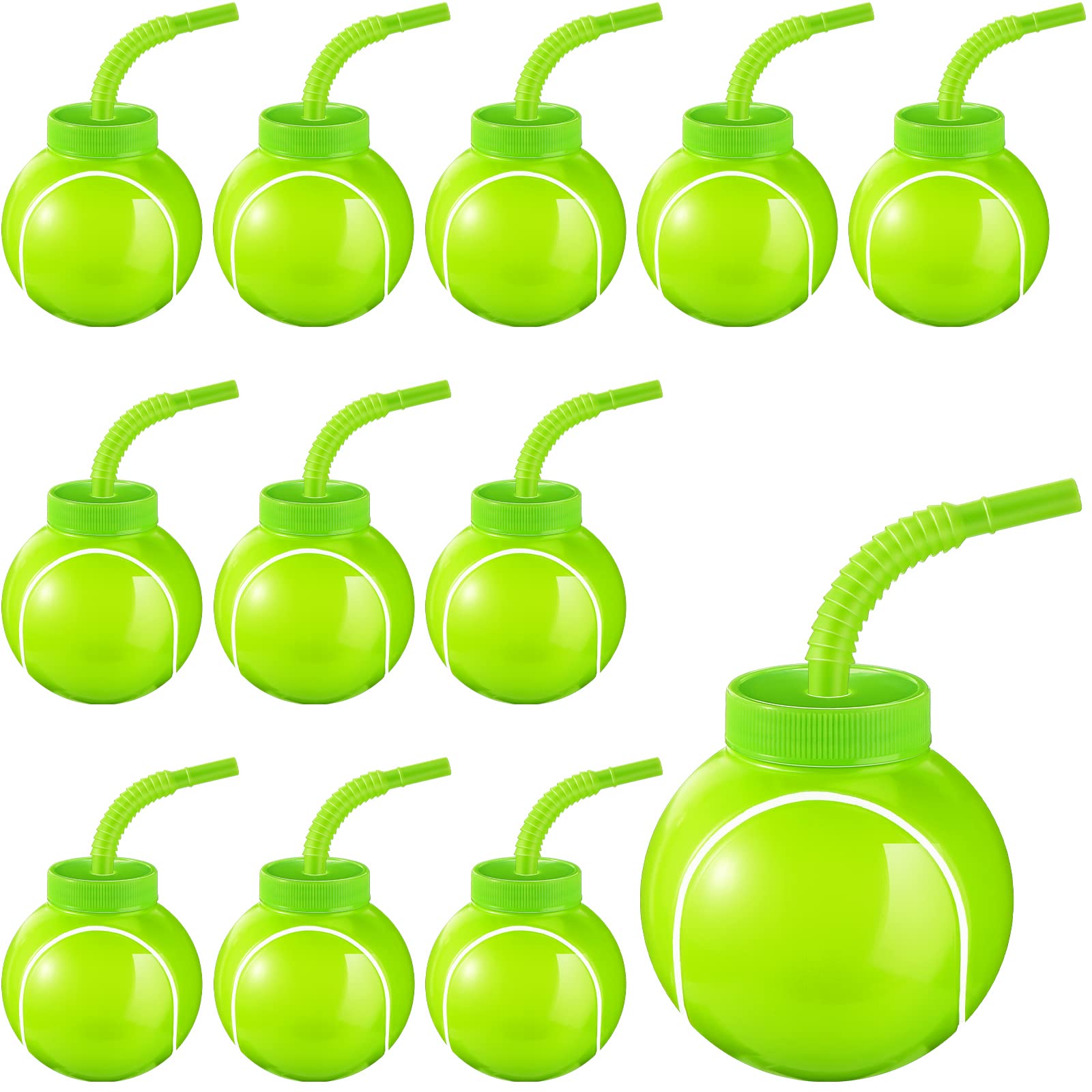 Amazon.com: 12 Sets Tennis Ball Party Cups with Straws and Lids 10oz ...