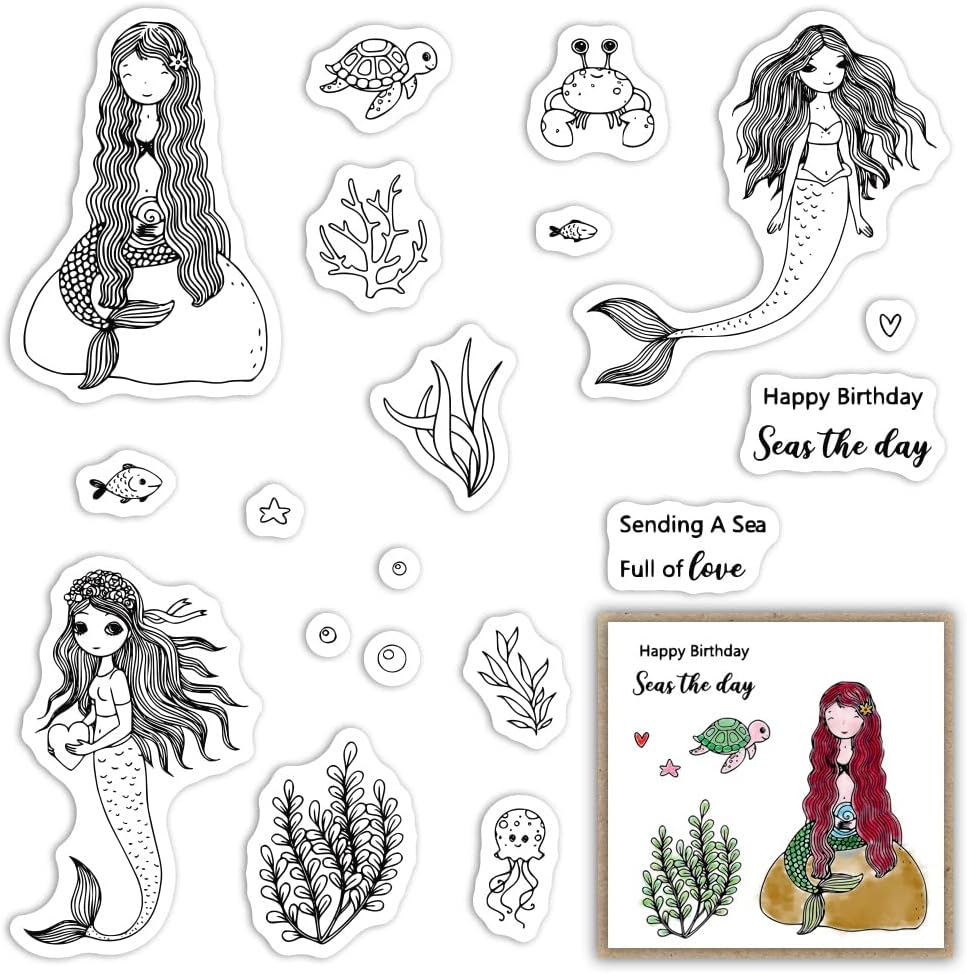 Amazon.com: Hying Octopus Jellyfish Starfish Seaweed Clear Stamps for ...