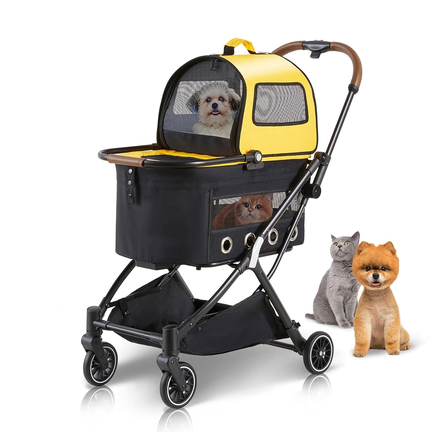 Amazon.com: 3-in-1 Cat Strollers Foldable Pet Stroller with 2 ...