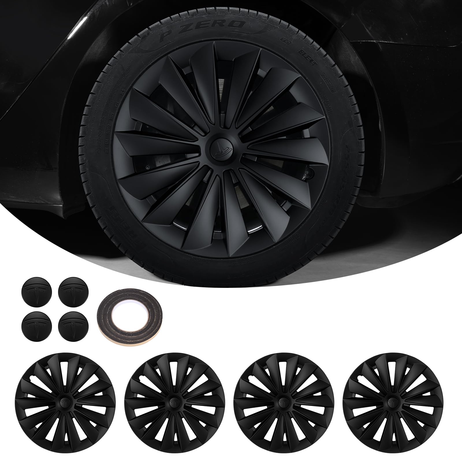 Snapklik.com : Motrobe Tesla Model Y Hubcaps 19 Inch Wheel Hub Caps Rim ...