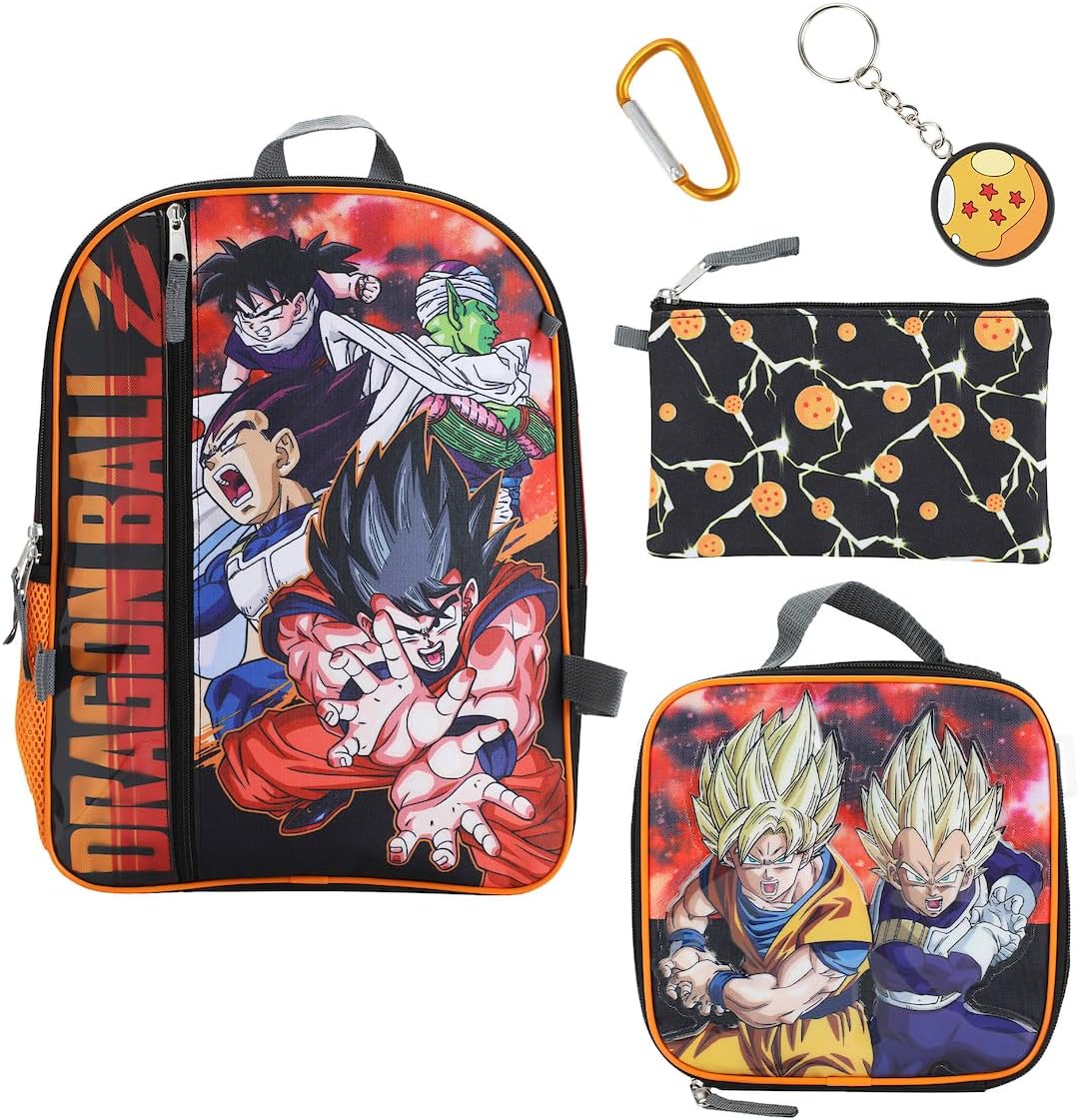 Amazon.com: Bioworld Dragon Ball Z 5-Piece Backpack & Lunchbox Set ...