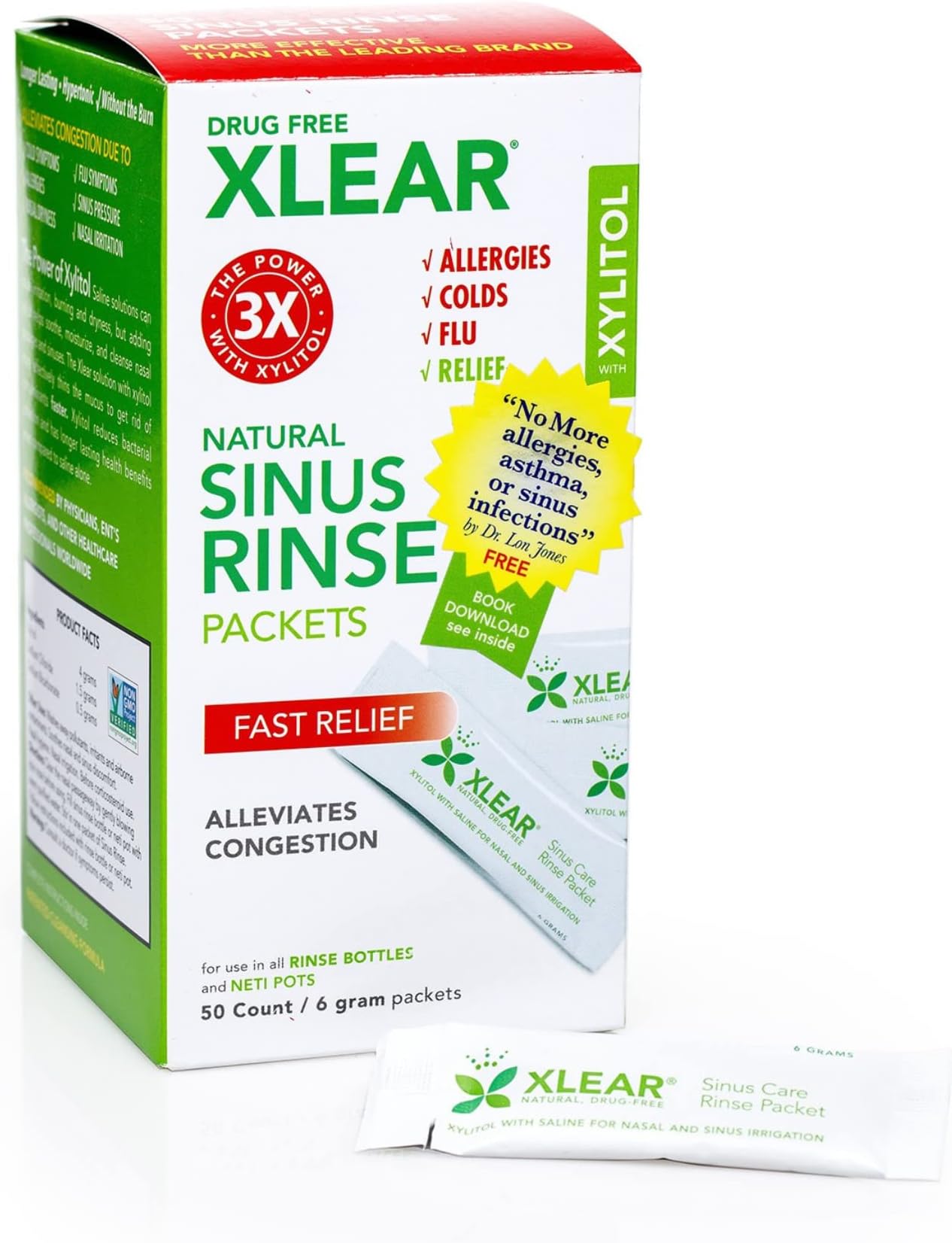 Xlear Natural Neti Pot Sinus Rinse Refill Packets, Sinus Relief Saline ...