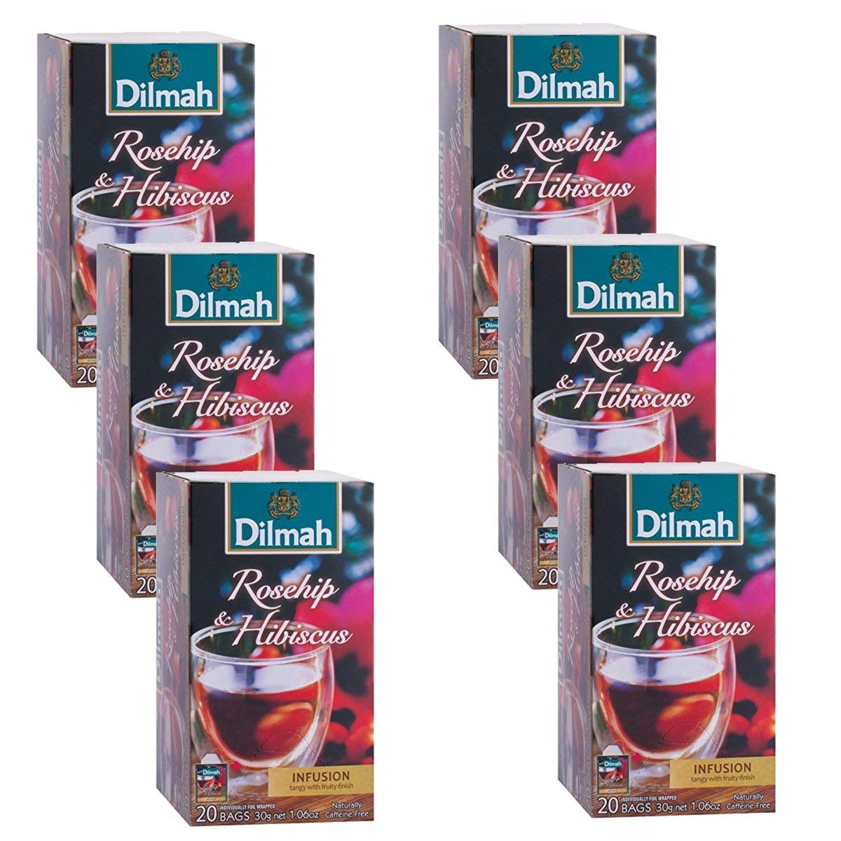 Amazon.com : Dilmah Rosehip & Hibiscus Tea - 20 Tea Bags X 6 Pack ...