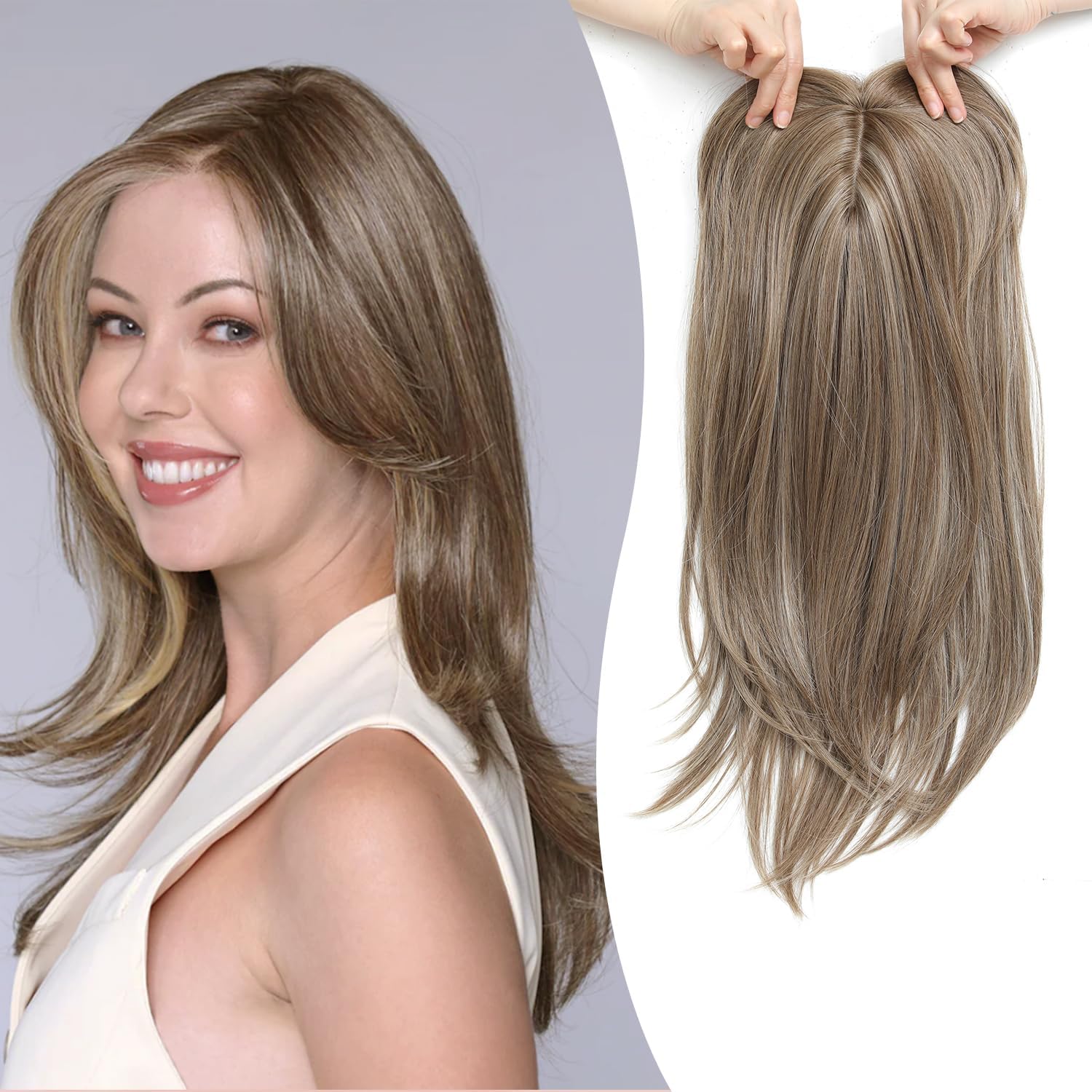 Amazon.com : Ms Taj 18 Inch Hair Topper Long Layered Hair Toppers for ...