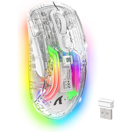 Amazon.com: Wireless Gaming Mouse PC Transparent Shell Computer Mice ...