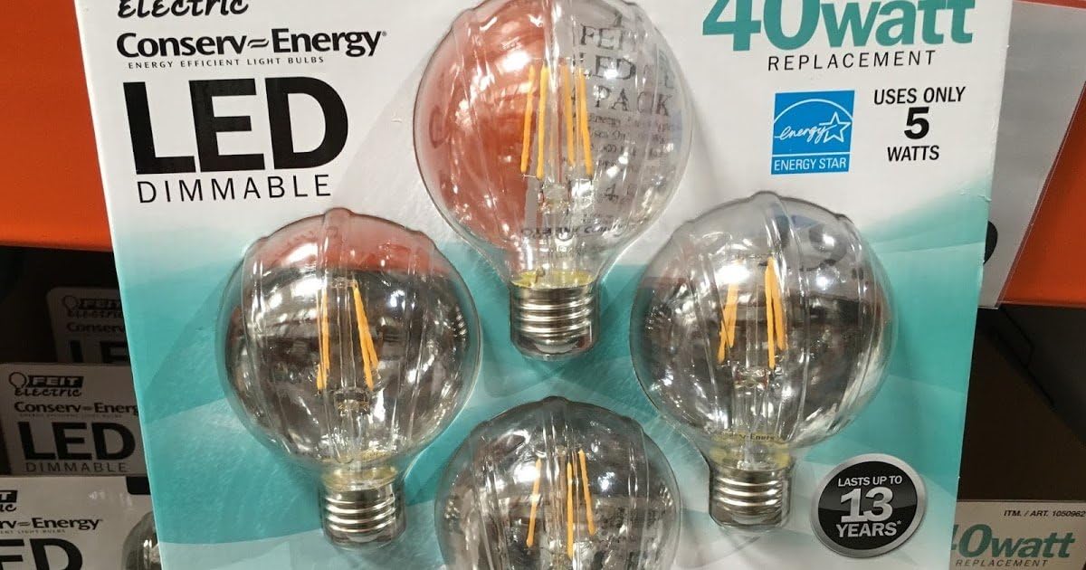 Feit Electric G25/CL/650/LEDG2/4 10W 60W Equivalent Dimmable 650 Lumens ...